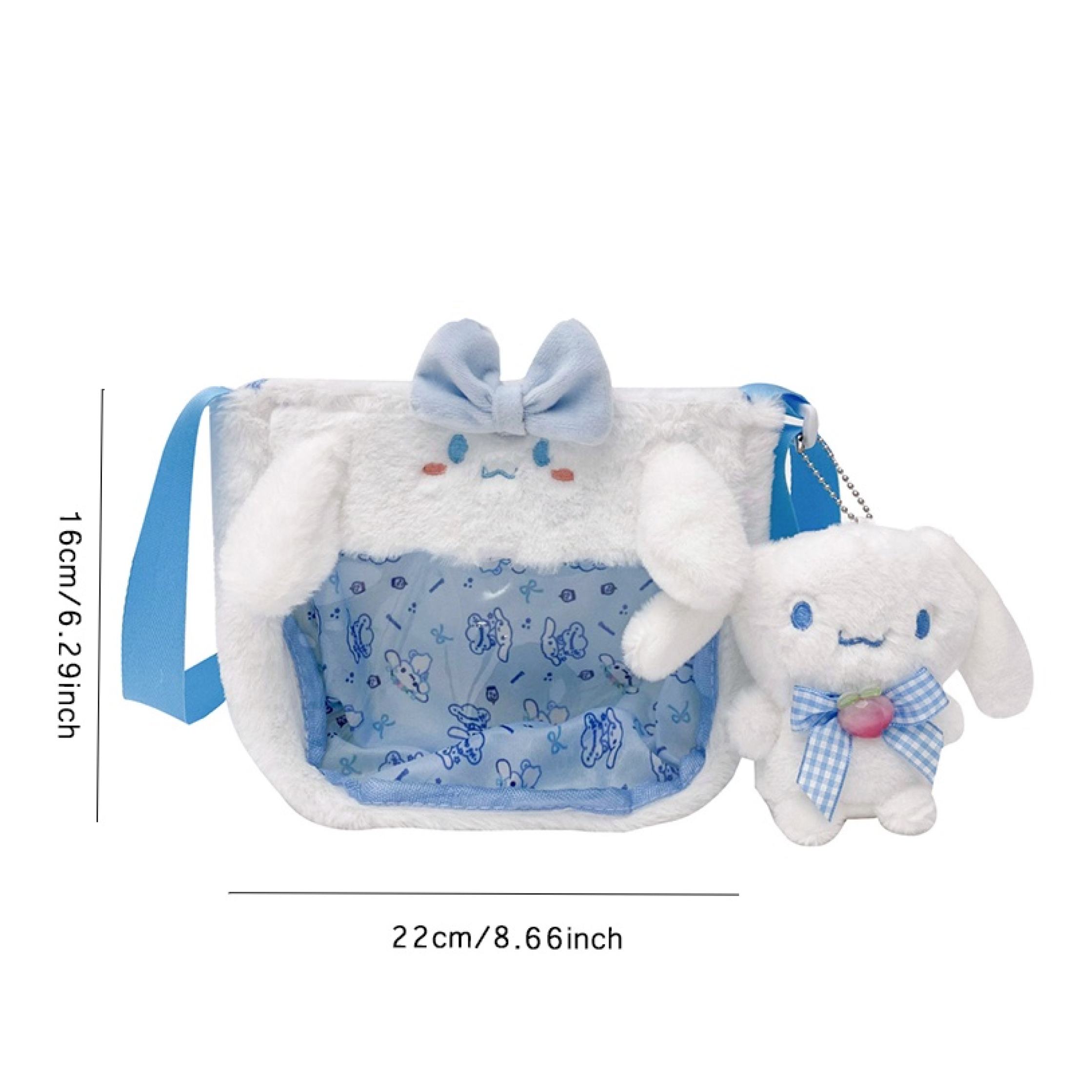 Japan New Sanrio Plush Bags Cinnamoroll Melody Kuromi Transparent ...