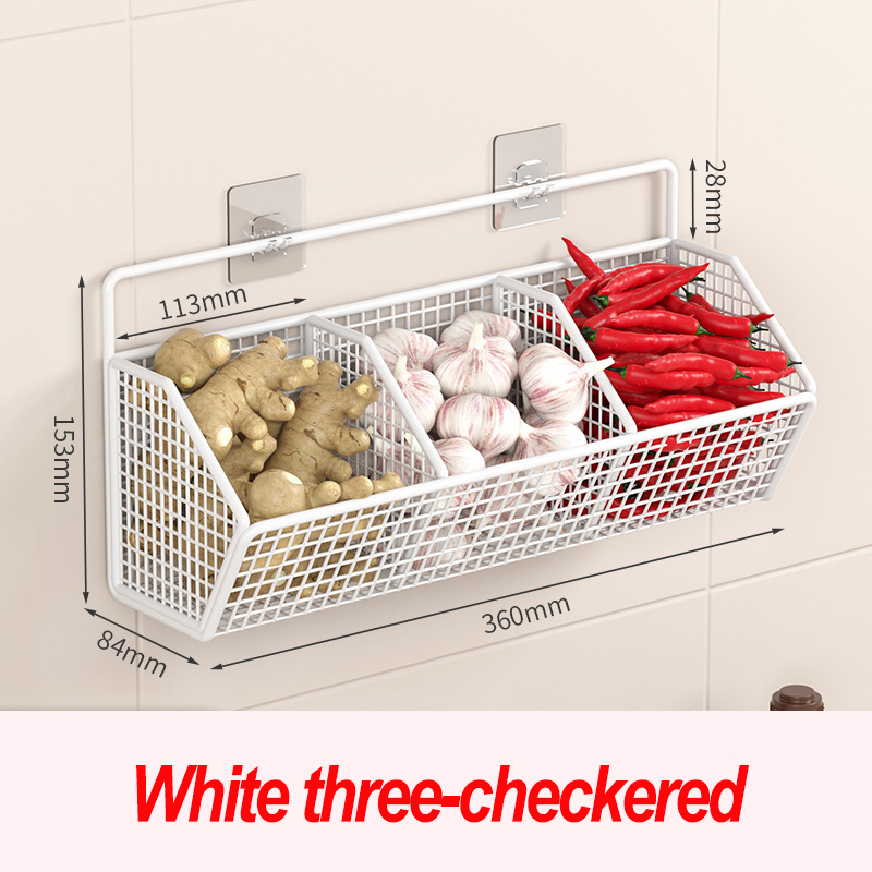 kitchen condiments organizer rack wall hanging seasoning storage onion ...