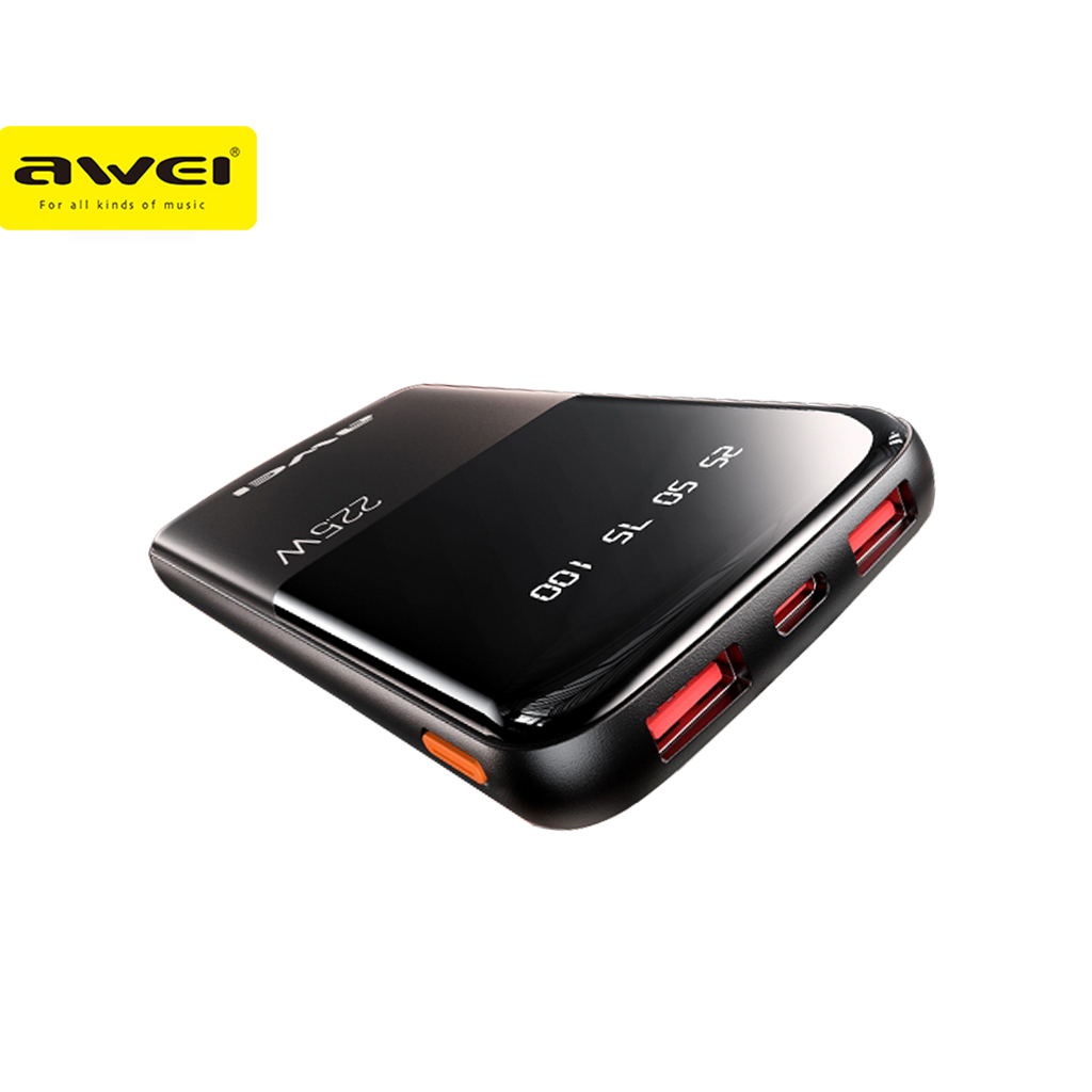 Awei P10K 10000mAh Power Bank Quick Charge Powerbank 2-USB Output 22.5W ...