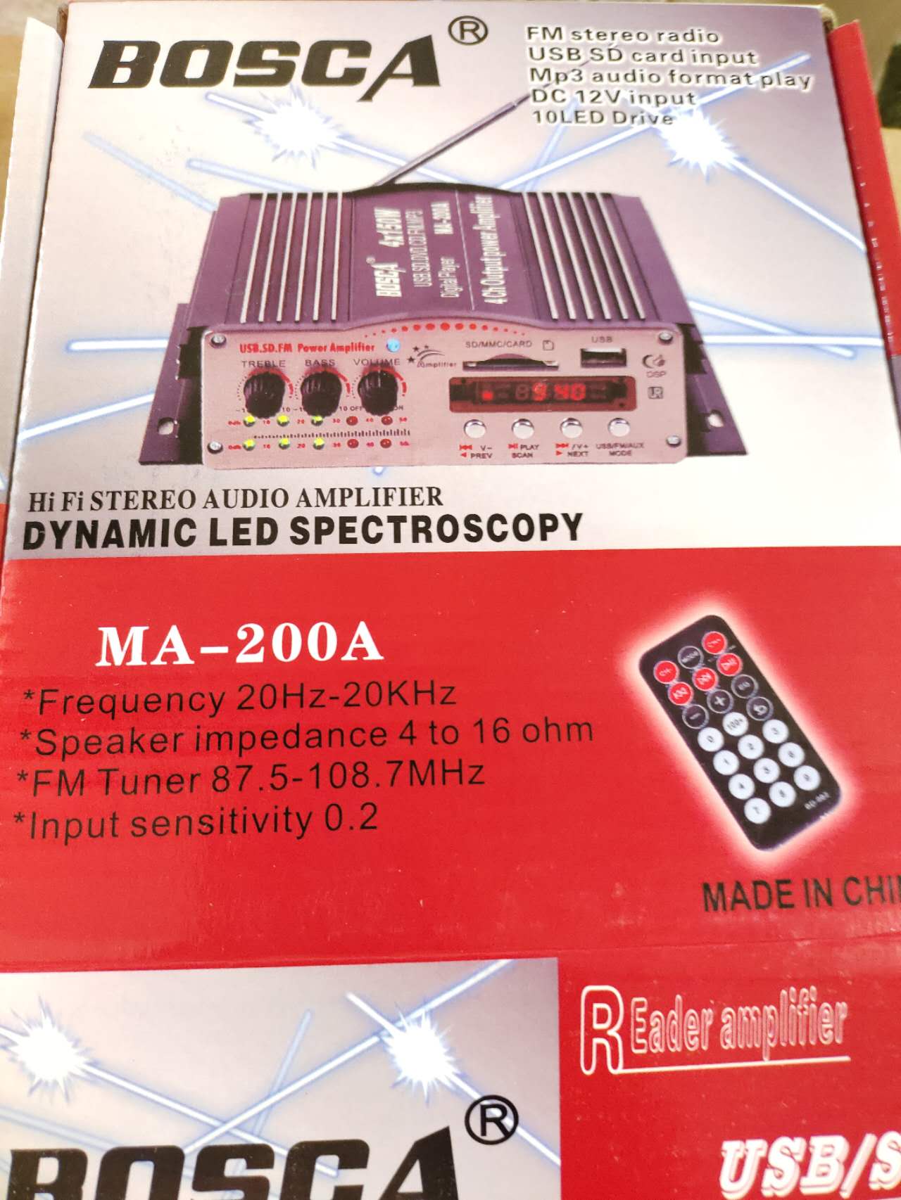 LMJ BOSCA C-200L 600W Car Amplifier 12V Power Amplifier with Bluetooth ...