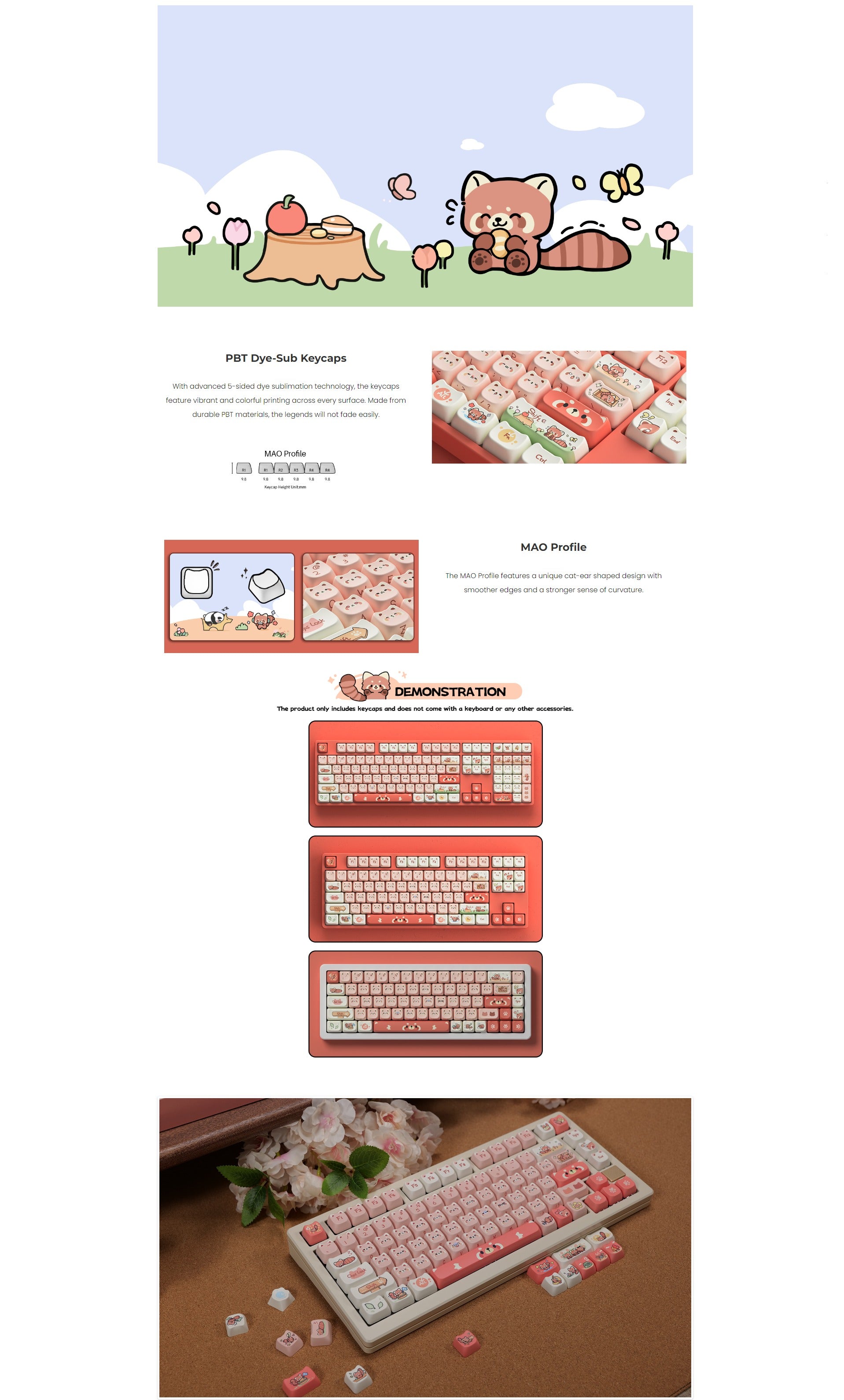 Akko Racoon Mao Keycap Set 142-Keys | Shopee Philippines