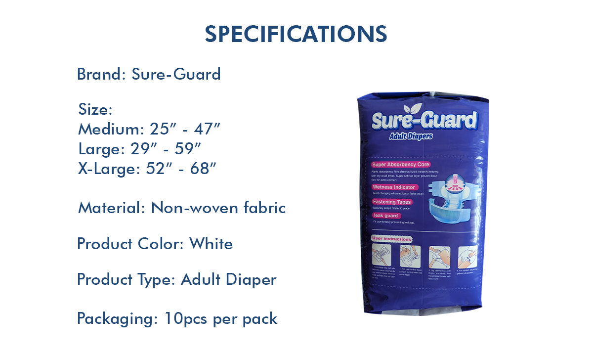 Sure-Guard Adult Tape Type Diapers 10-pcs Pack | Multi Sizes Available ...