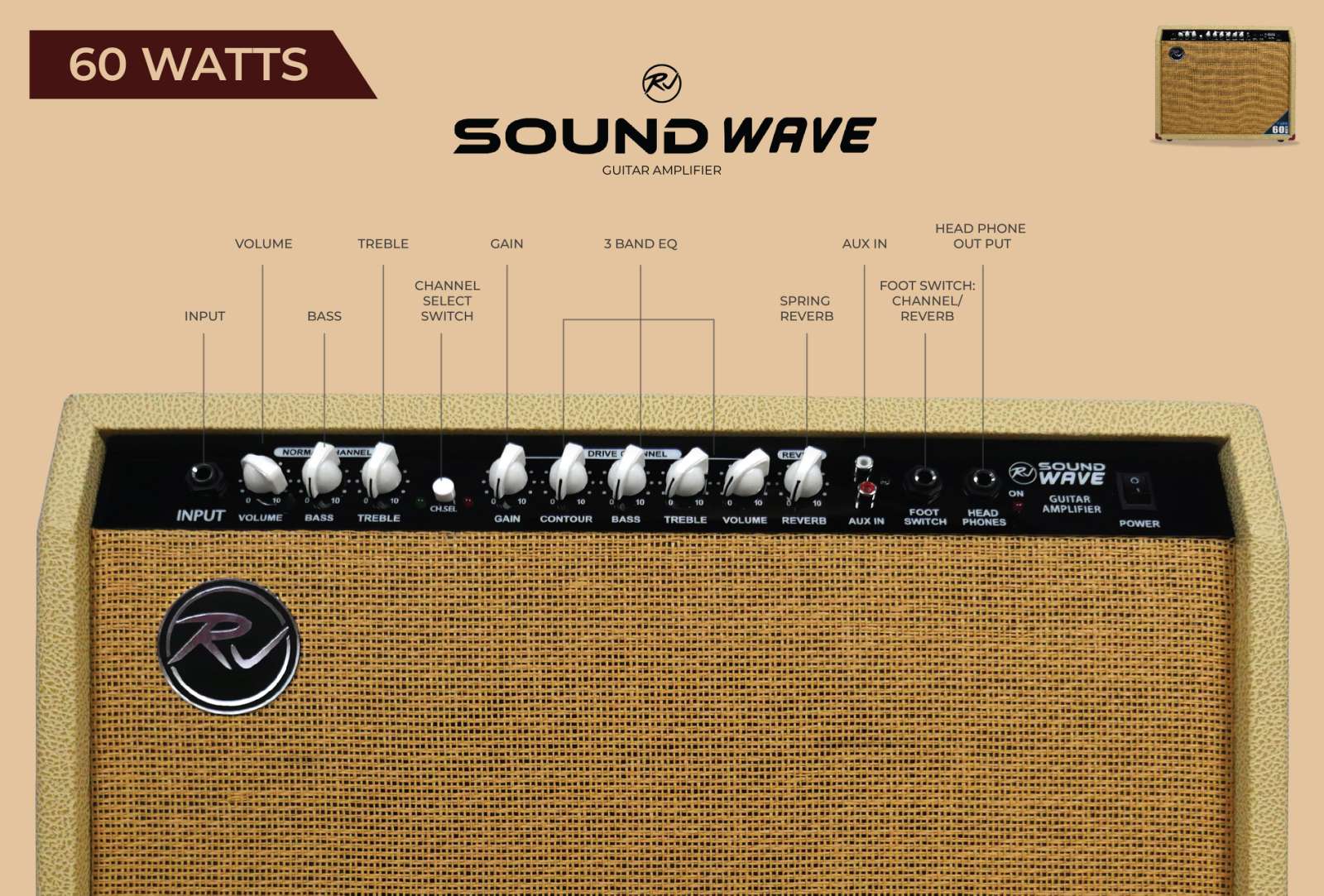 RJ Guitars Sound Wave Electric Guitar Amplifier - 60 Watts | Shopee ...