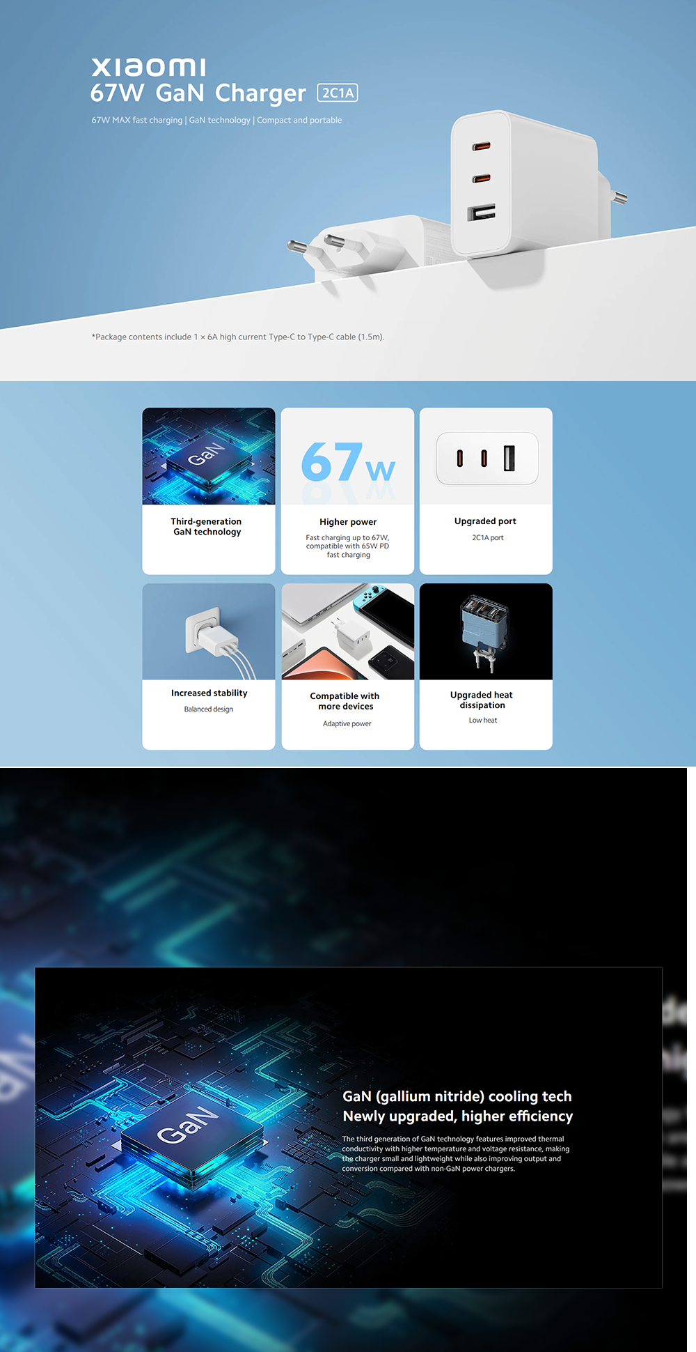 Xiaomi 67W GaN Charger 2C1A With type c to type c cable | Shopee Philippines