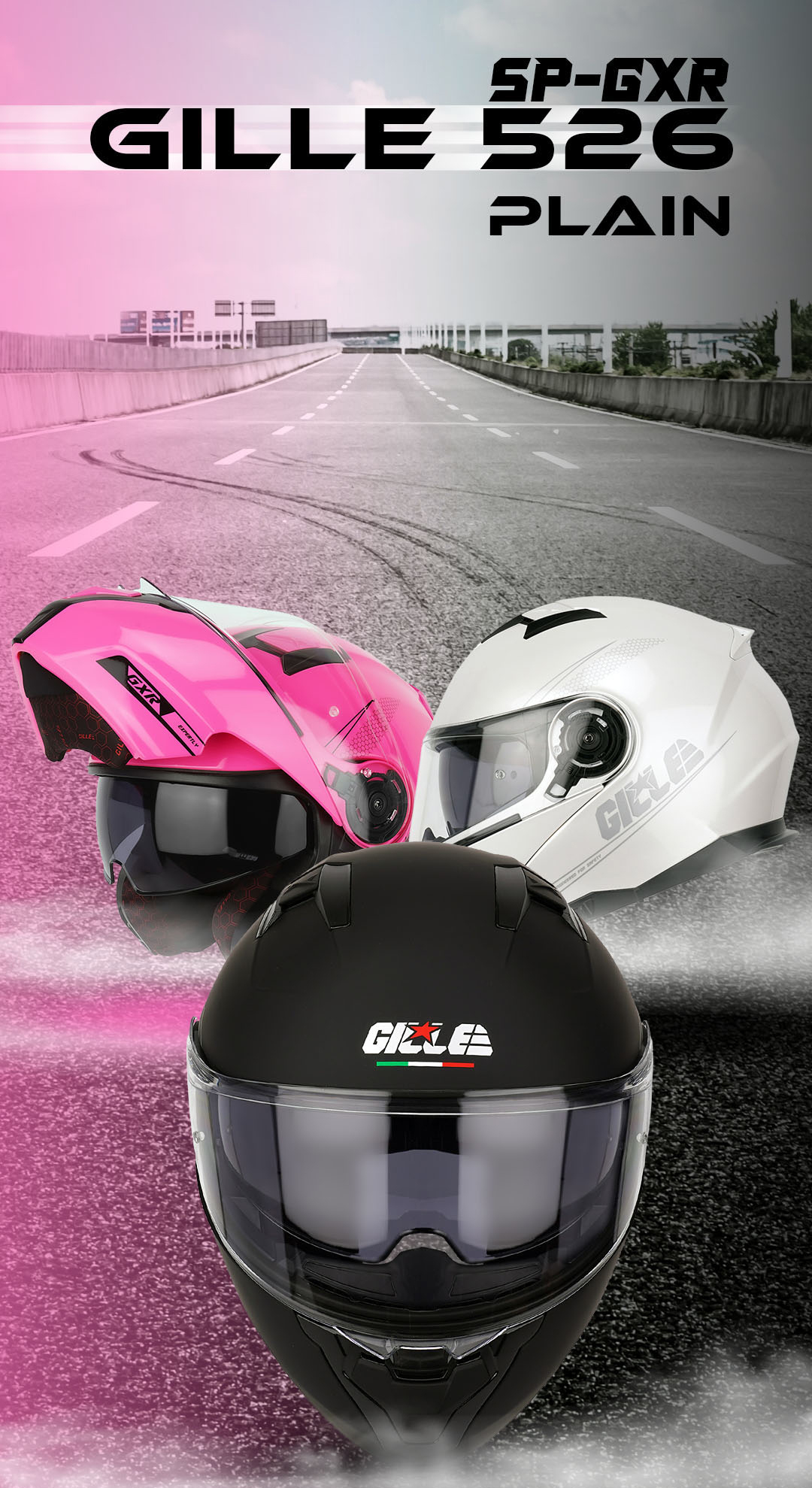 Gille Helmet SH-526 SP-GXR PLAIN Modular Motorcycle Modular Helmet Dual ...