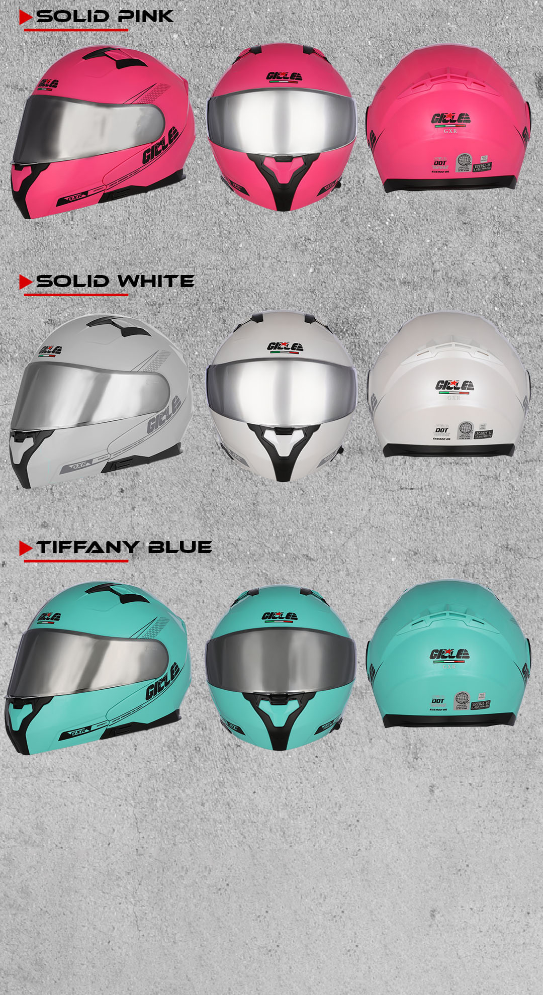 Gille Helmet SH-526 SP-GXR PLAIN Modular Motorcycle Modular Helmet Dual ...