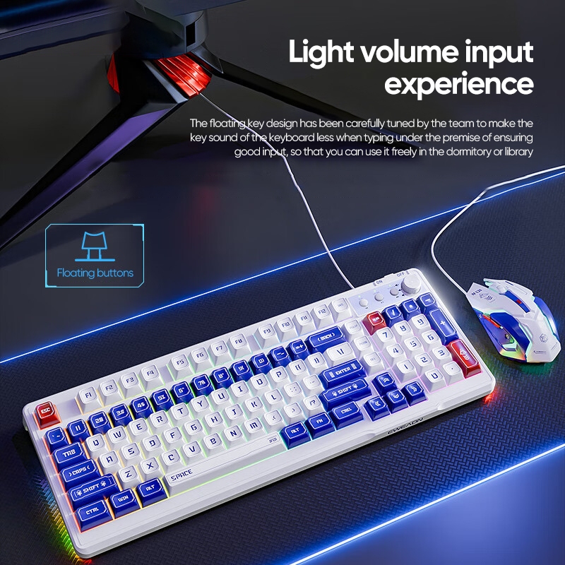 Zeus Wired Gaming Keyboard Mecha Gundam Style 98 Keys USB Mechanical ...