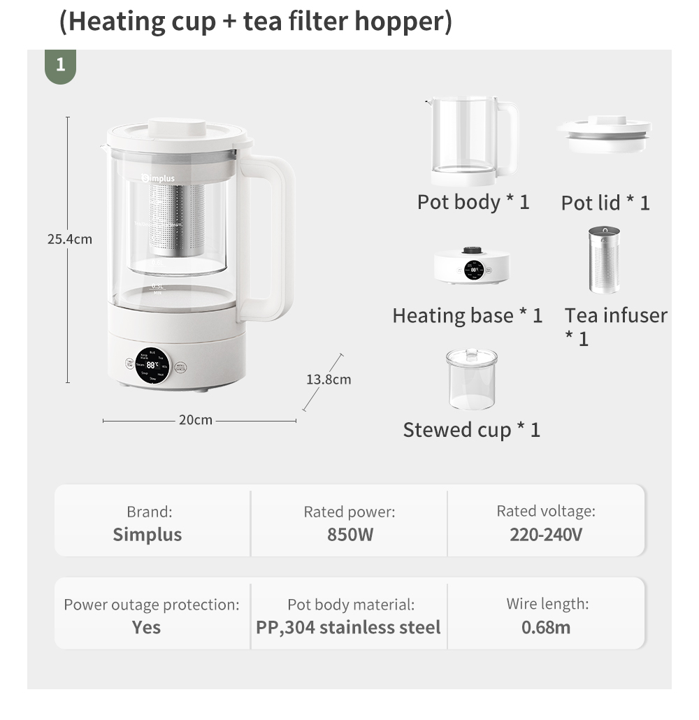 Simplus Health Pot Electric Water Kettle 1.5L (Portable Multi Cooker Tea) | Shopee Philippines