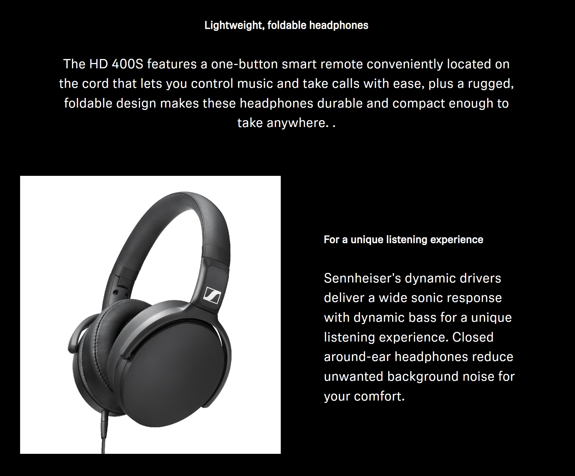 Sennheiser HD 400S Headphones Black | Shopee Philippines