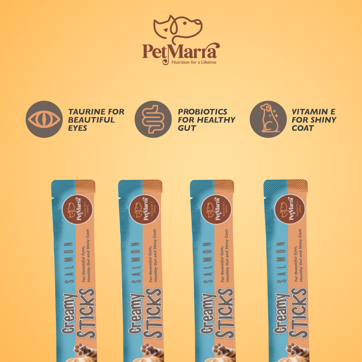 PetMarra Creamy Sticks Cat Treats Chicken Salmon Tuna Flavor 60g ...