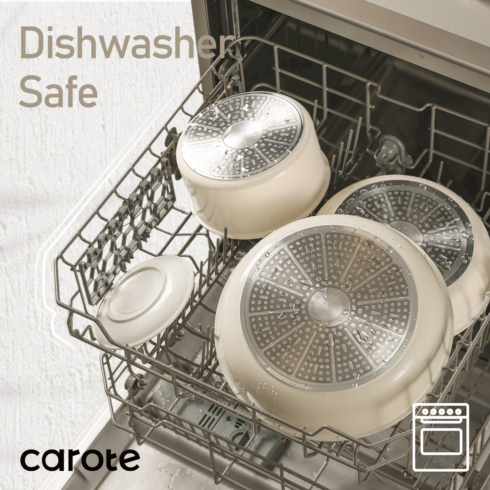 CAROTE White Granite Ceramic Non-Stick Carotene Cookware with Removable ...