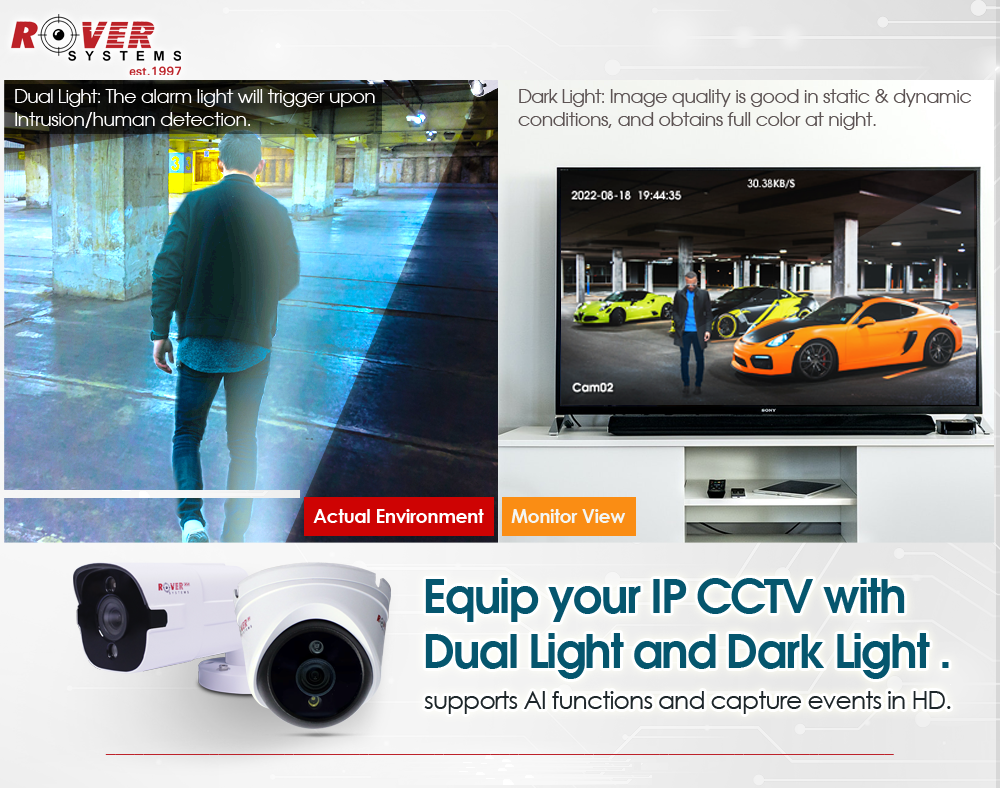Rover 8MP PoE DUAL LIGHT Bullet DARK LIGHT IP CCTV Camera | Built-in ...