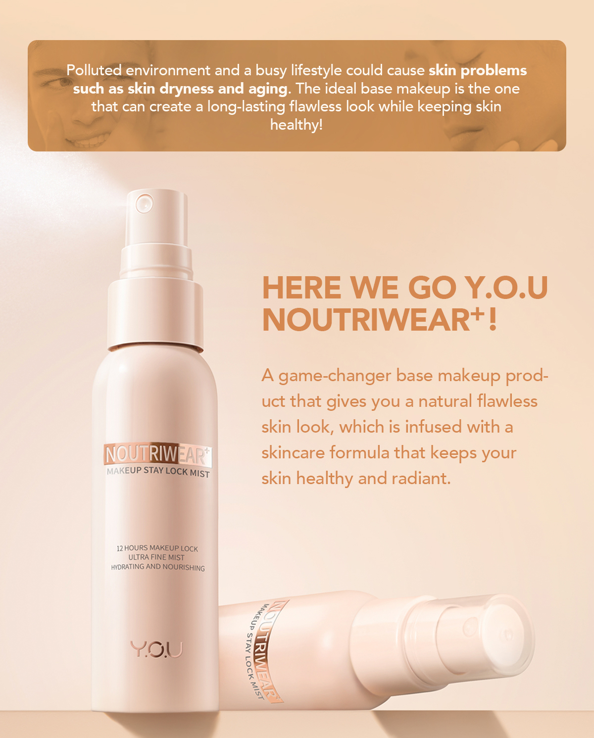 Y.O.U Flawless Base 2 in 1 Bundle | CT Skin Tint + Lock Mist | 24H Oil ...