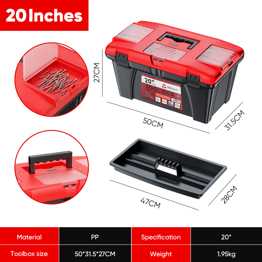 Mitushi 11/ 12/13/14/15/16/17/20'' Plastic Tool Box | Shopee Philippines
