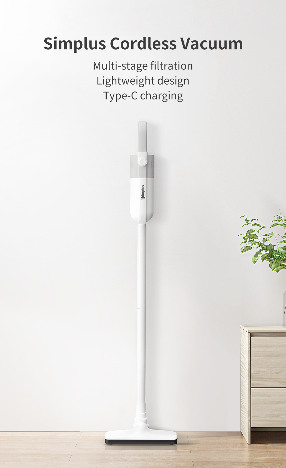 Simplus Cordless Vacuum Cleaner 3 in 1 Handheld Ultra Light XCQH012 ...