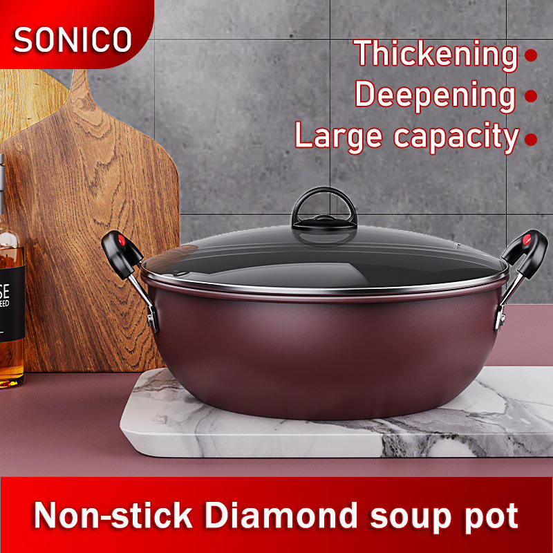 Thickened Composite Bottom Diamond Non-stick Pot Soup Pot Induction ...