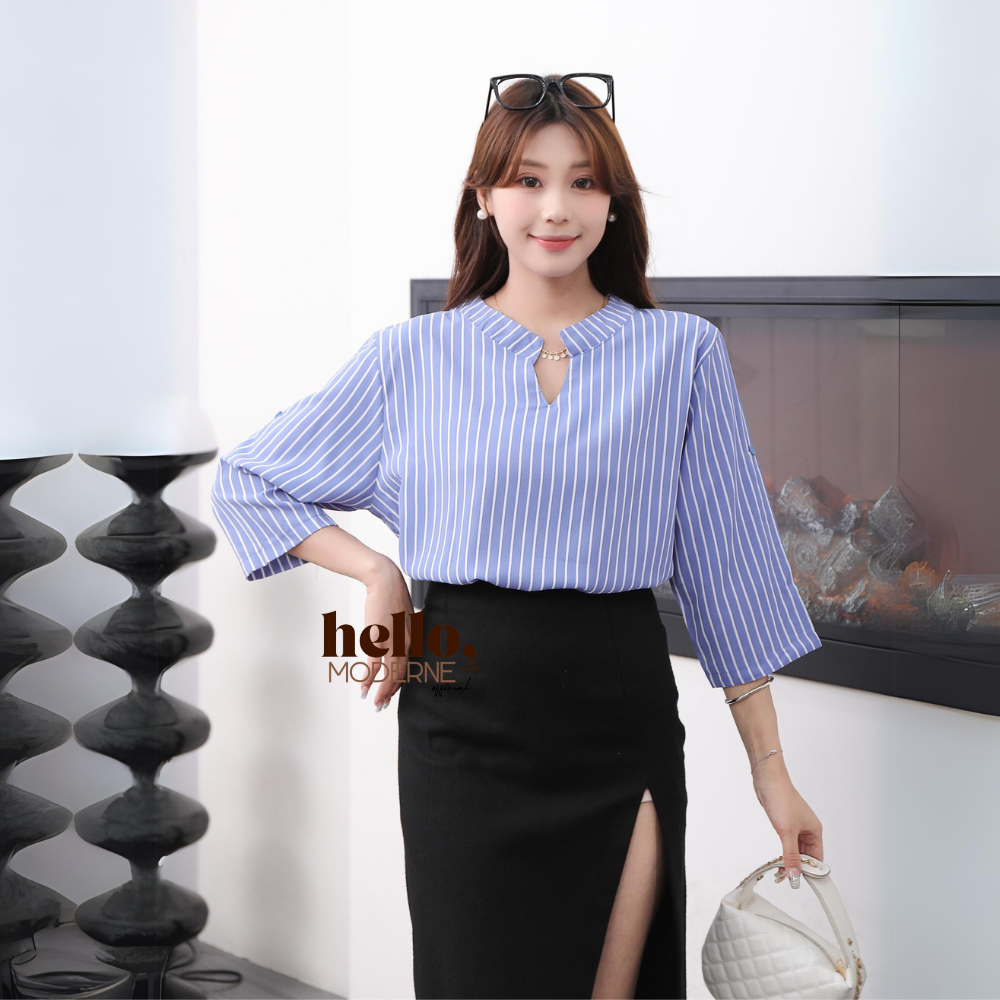 Hello Moderne Formal Blouse Size and Can Fit L-XL V-Neck 3/4 Sleeve ...