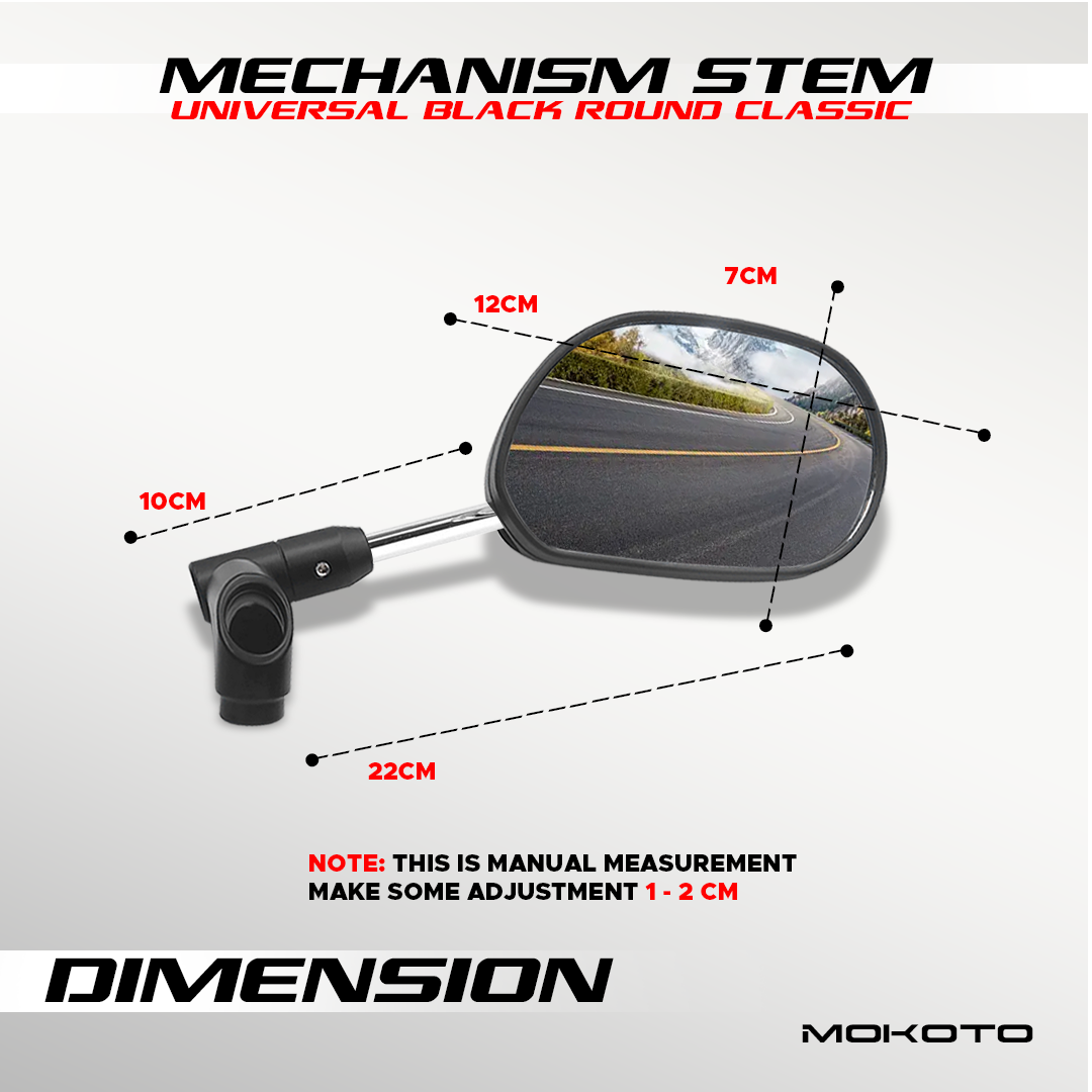 MOKOTO UNIVERSAL OBLONG CLASSIC OR LEAF STYLE SIDE MIRROR MECHANISM ...
