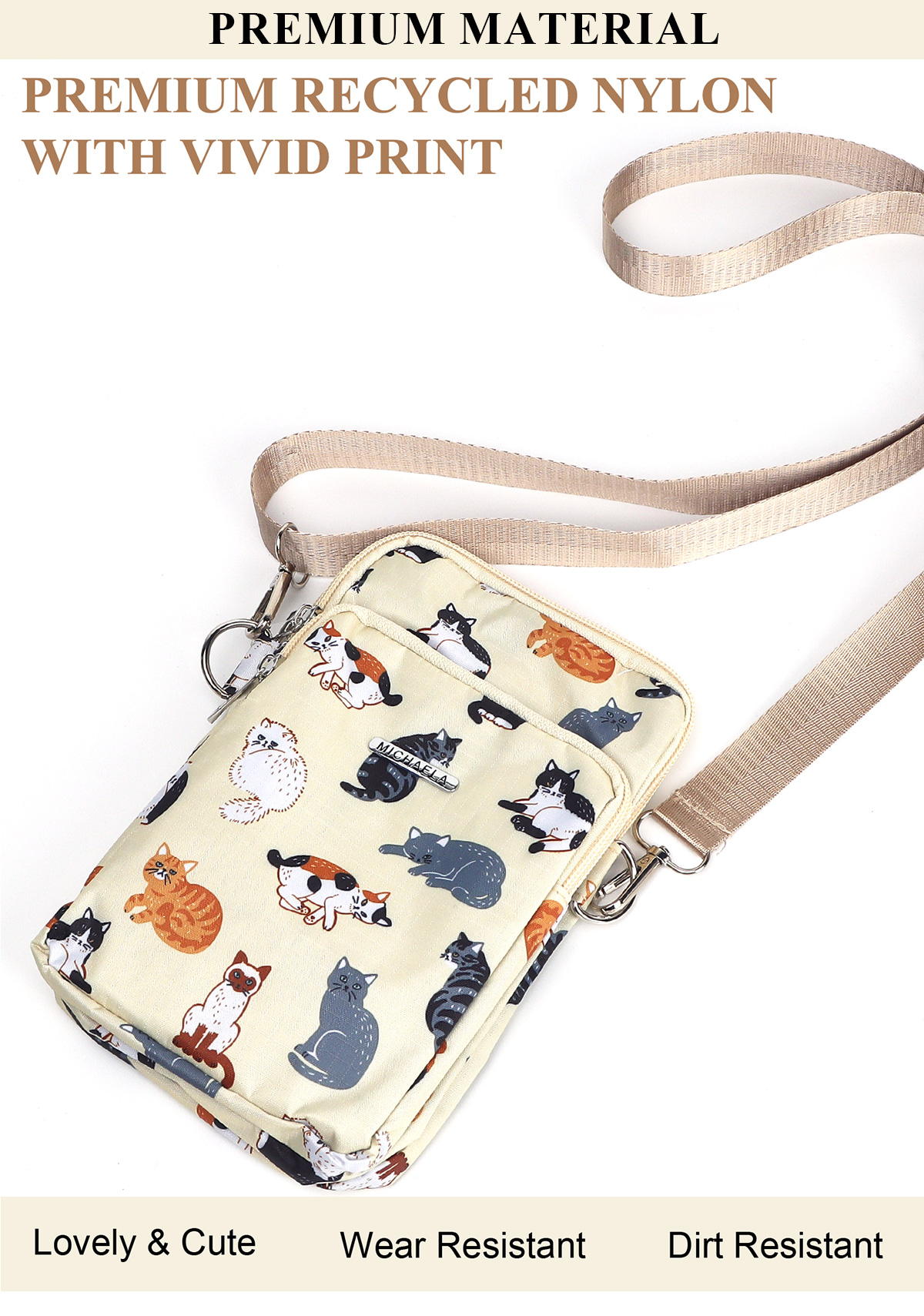 MICHAELA Sling Bag for Women Re-Nylon Mini Crossbody Phone Purse for ...