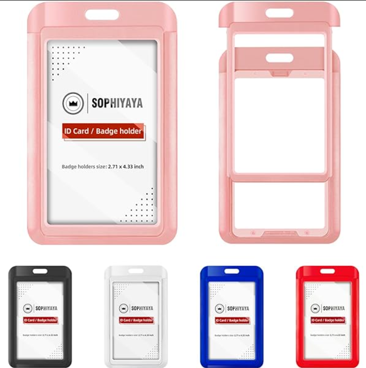 Plastic Box ID Card Holder Id Badge, Vertical, Double Sides Visible ...