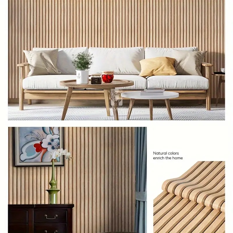 BHW Wallpaper Wood Flute Design PVC Waterproof Self Adhesive Wall Decor ...
