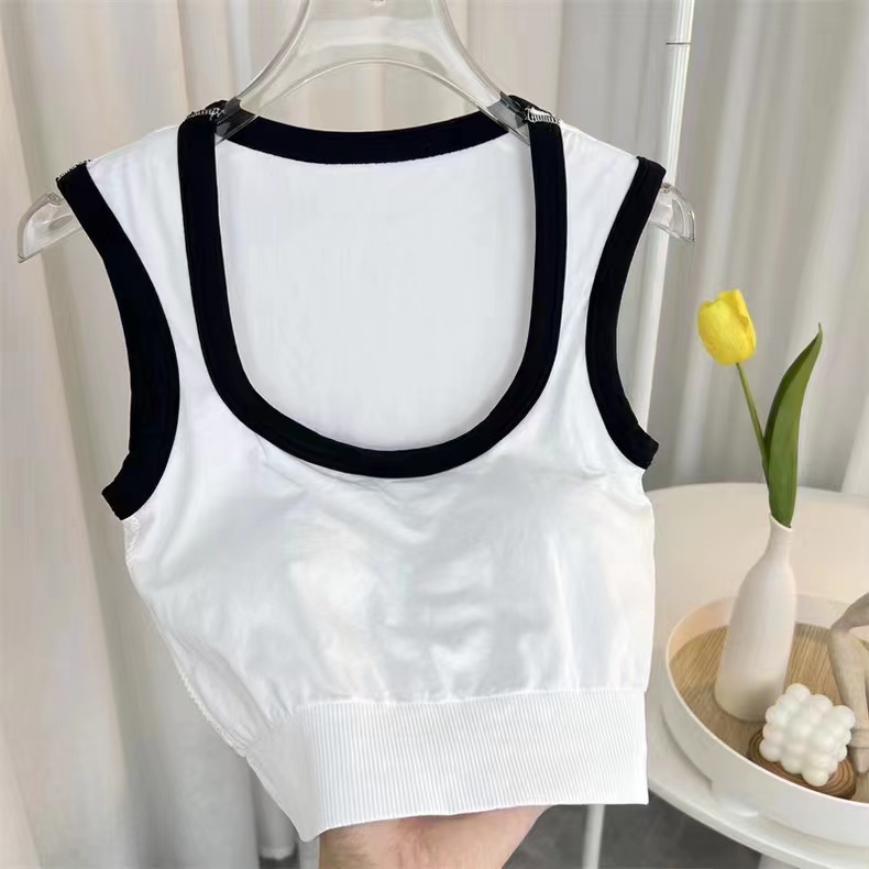 Ladies Cotton Combi Color Square Neck Sexy Crop Top Sando With Padded ...