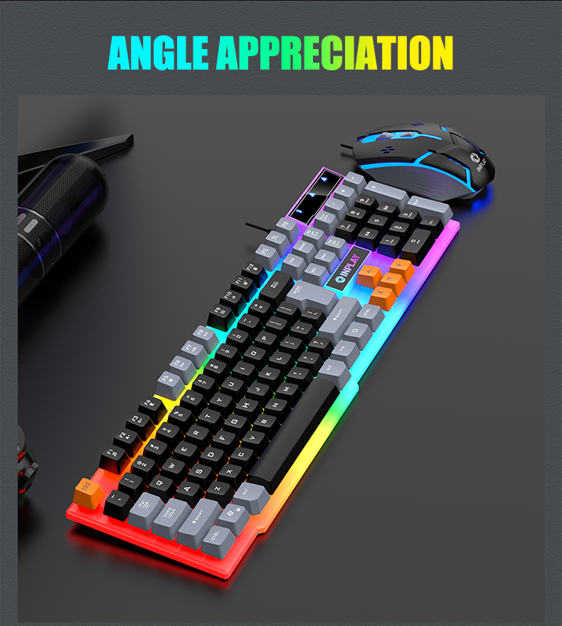 Inplay STX365 Colorful Keyboard and Mouse Set Combo Wired Gaming ...