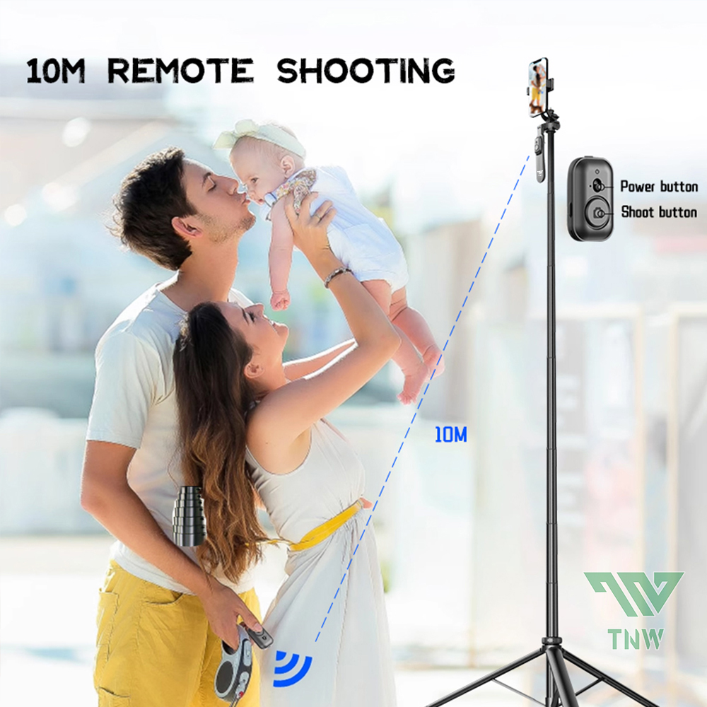 TNW L20 Selfie Stick Ultra Long 2.1M Tripod with Bluetooth Remote 360 ...