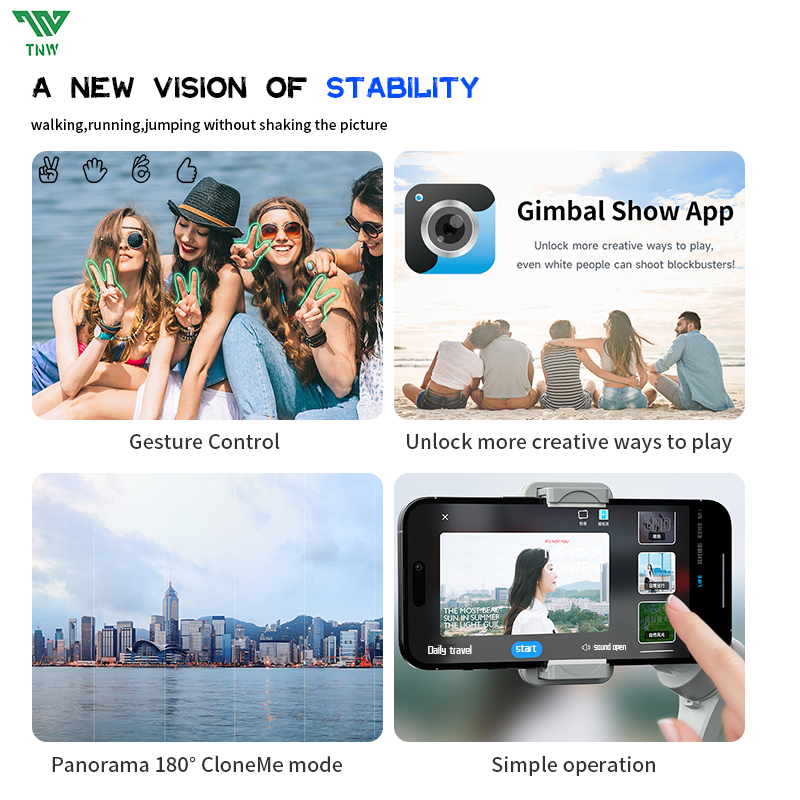 TNW M01 Smartphone 3-Axis Gimbal Stabilizer Phone Handheld with LED ...