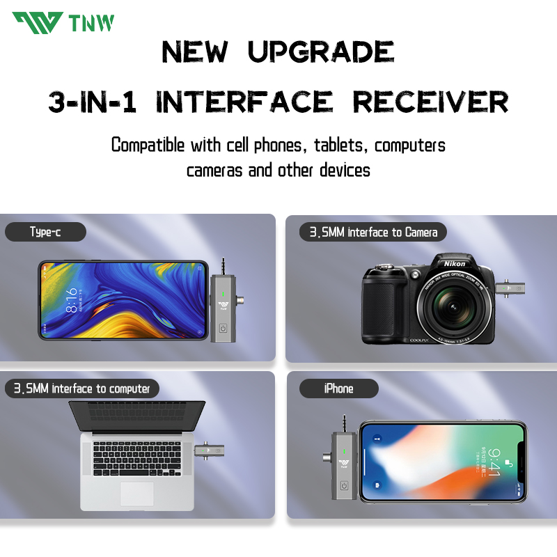 TNW Y12 Wireless Lavalier Microphone 3 in 1 with Noise Reduction ...
