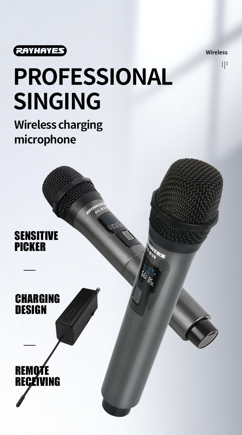 RAYHAYES Professional Wireless Microphone UHF Handheld Rechargeable ...