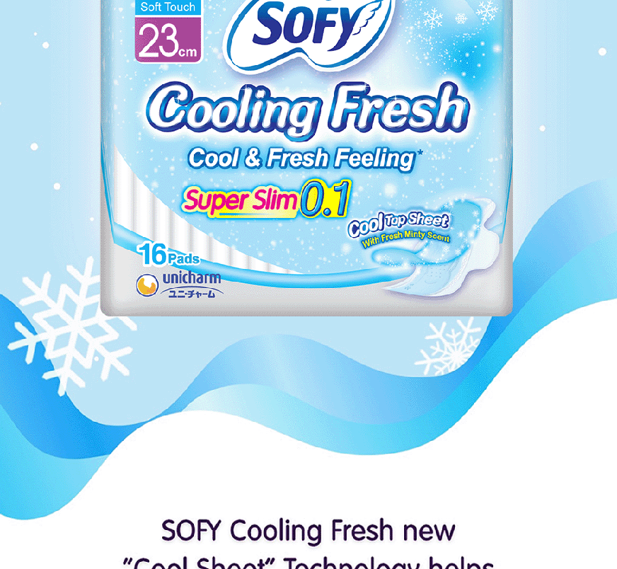 SOFY Cooling Fresh Sanitary Napkin with Wings 23cm - 16 pcs | Shopee ...