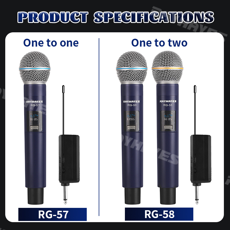 RAYHAYES Wireless Microphone Rechargeable Dual Handheld For Singing ...