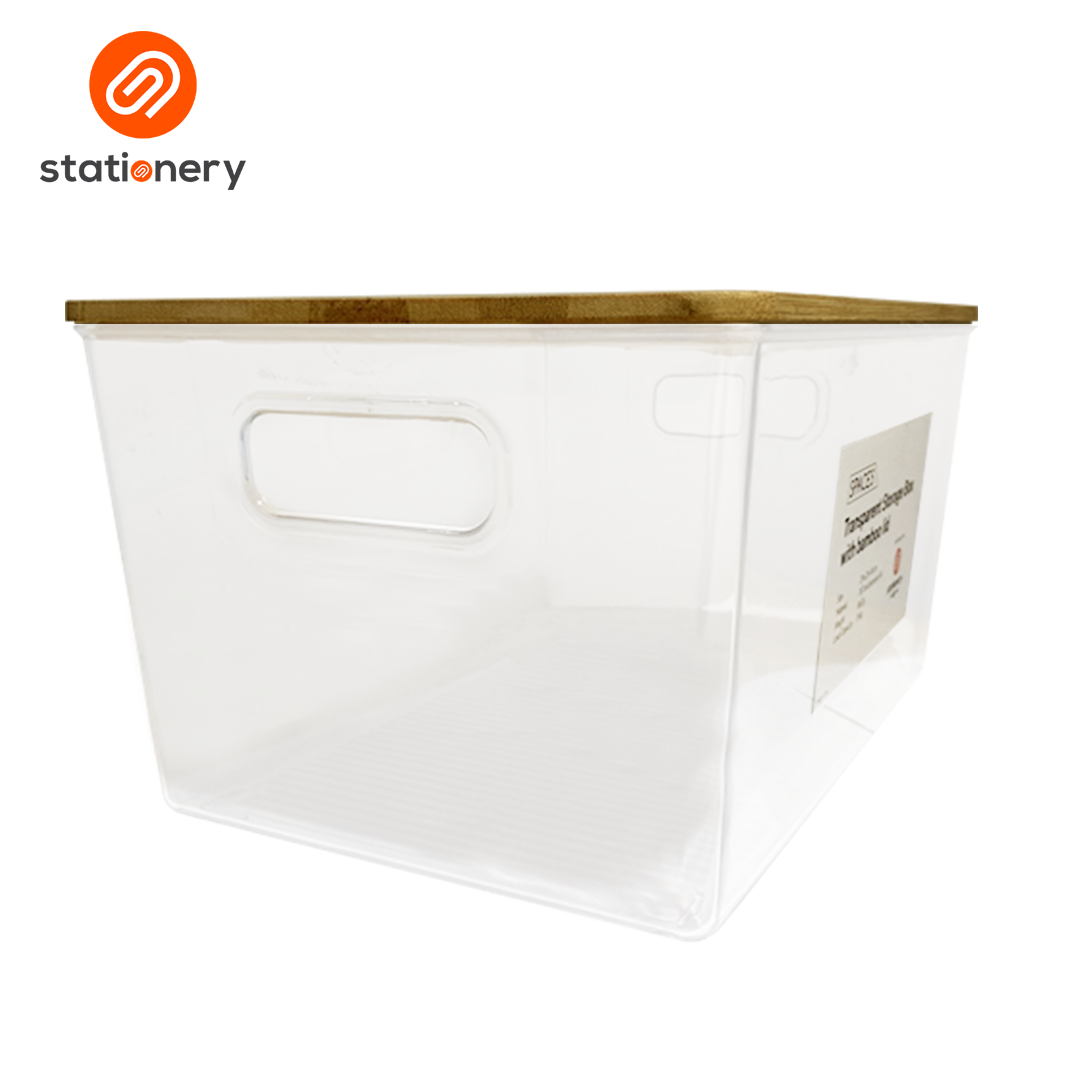 Spaces Transparent Storage Box with Wooden Lid | Shopee Philippines