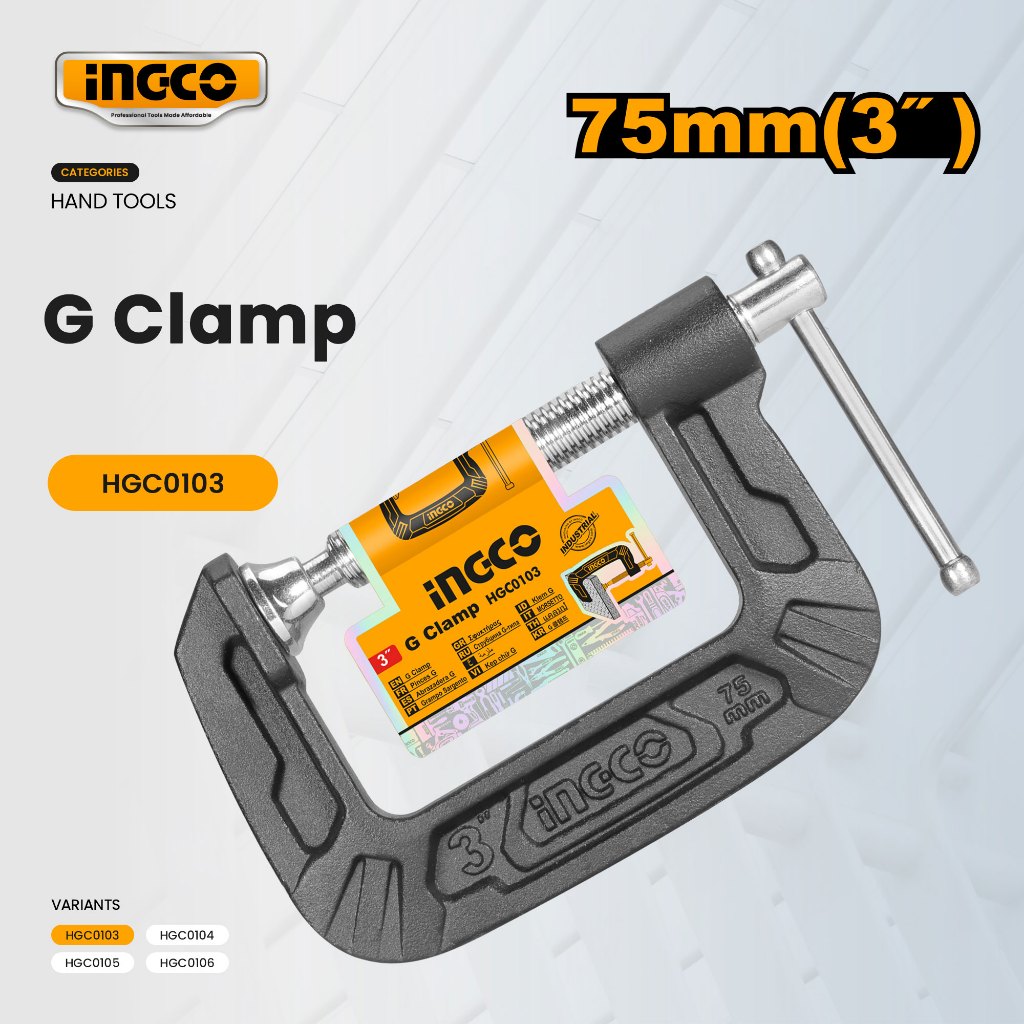 Ingco G Clamp Cast Iron 4" HGC0104 | 5" HGC0105 | 6" HGC0106 SOLD PER ...