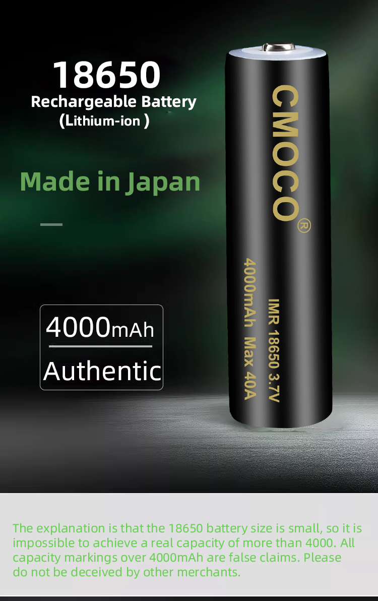 2PCS Legit CMOCO 18650 Battery 4000mah 40A 3.7v Lithium Rechargeable ...