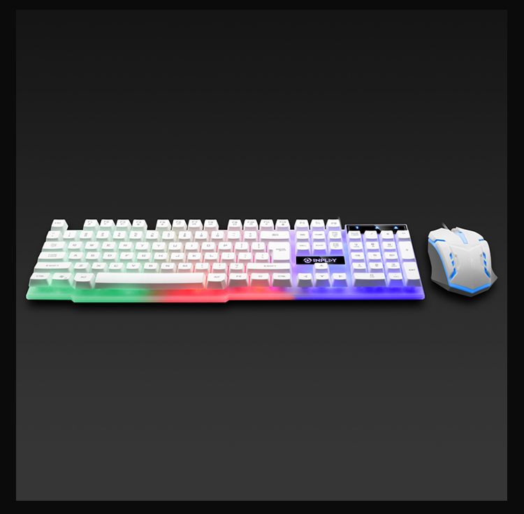 Inplay STX200 Keyboard Mouse Set Rainbow RGB Suspended Backlit Gaming ...