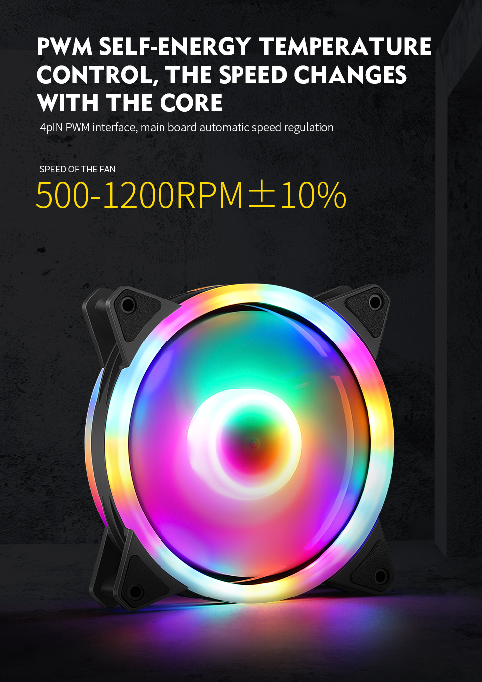 Inplay M10 Rainbow RGB 120mm Led Case Fan Cooling For Pc/Computer ...
