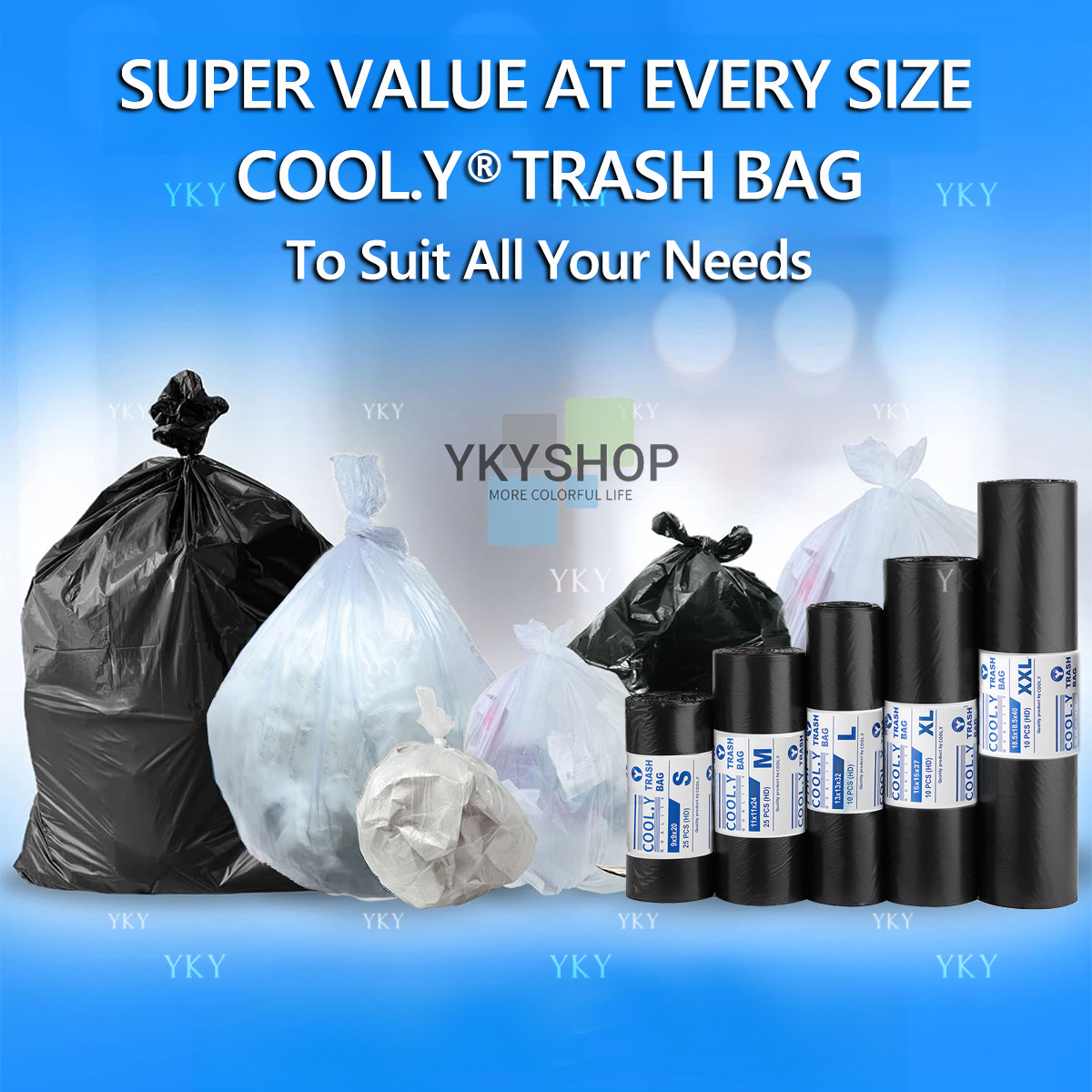COOL.Y Garbage Bag Makapal Black Trash Bag Plastic Trash Bag S/M/L/XL ...