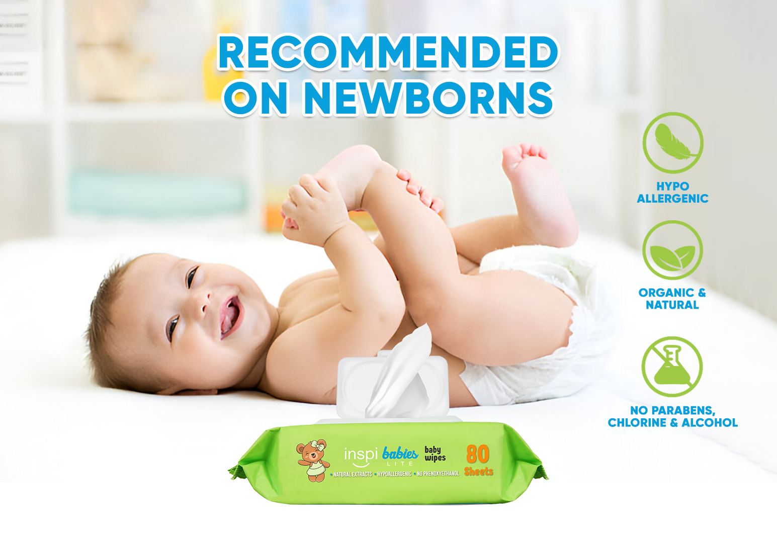 INSPI Babies Baby wipes Powder Scent 480 Tender sheets 6 Packs Wet ...