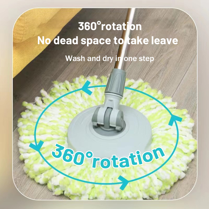 CHIT 360° Rotating Floor Mop With Bucket Hand Free Wash Flat Mop Heavy ...