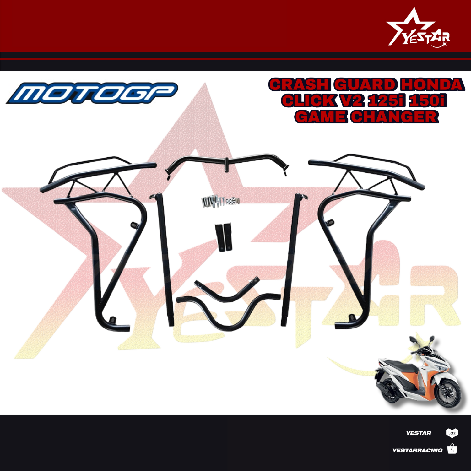 Yestar Racing Set Alloy Full Armor Crash Guard FOR HONDA CLICK v2 125i ...