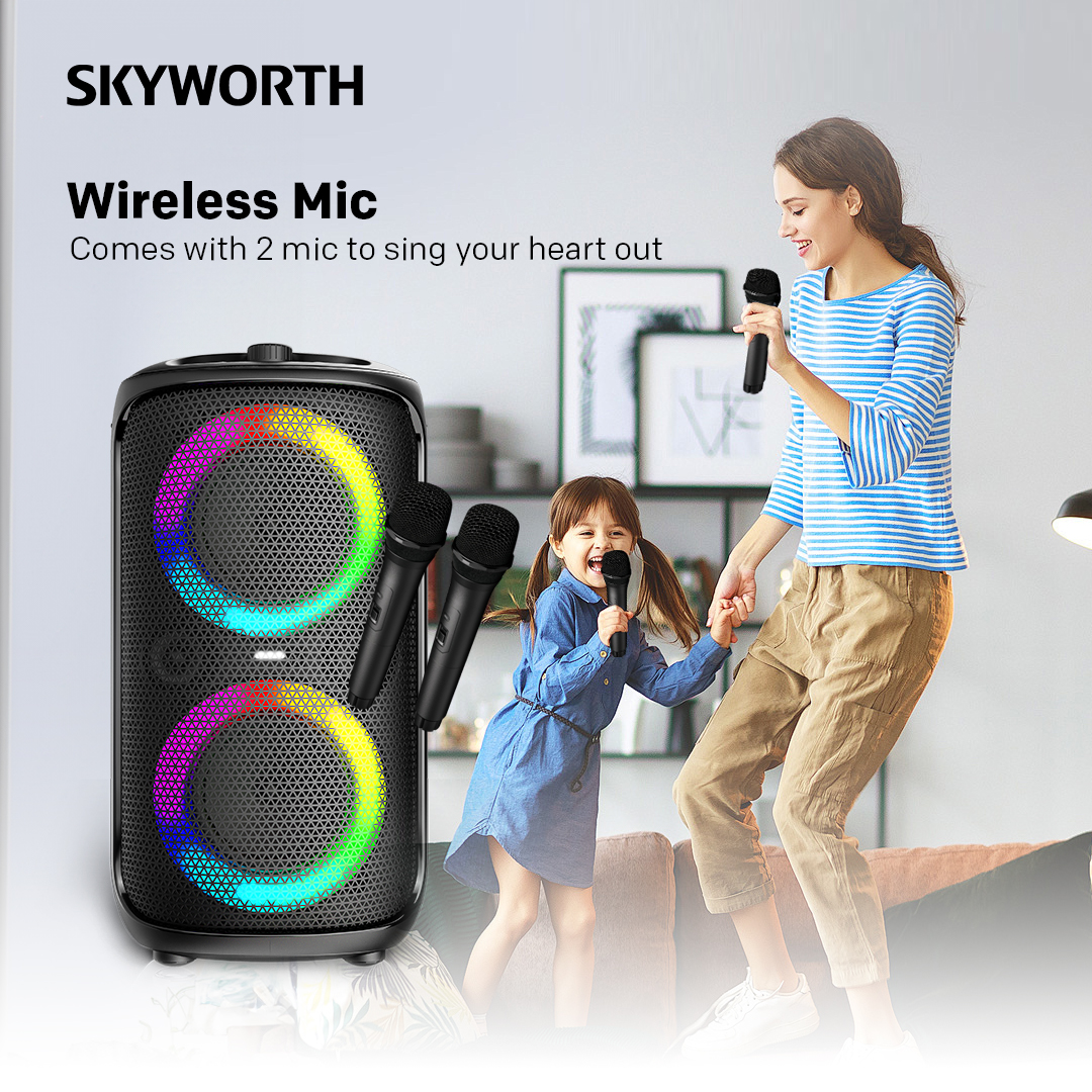 Skyworth PartyBox SP20 Portable Party Speaker with 2 Mic RGB Lights ...
