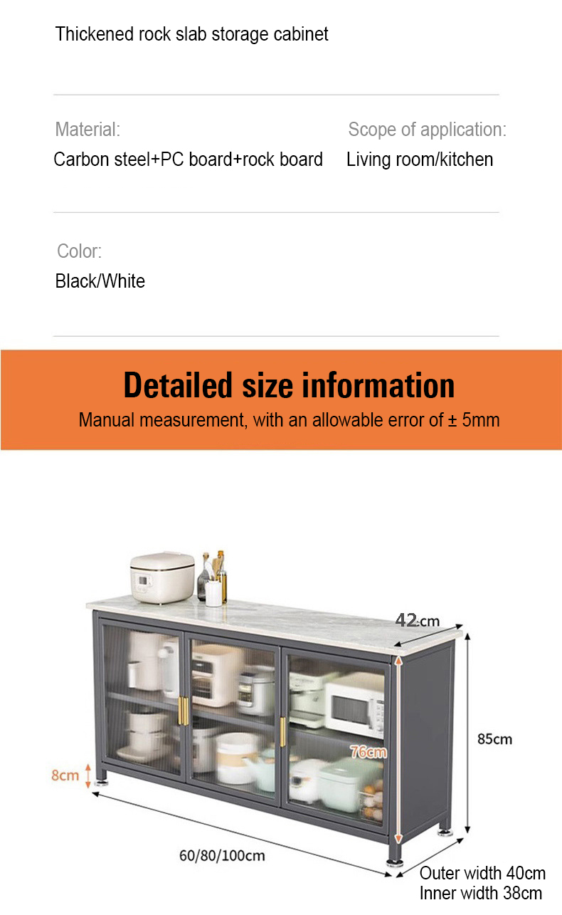 SWG Kitchen Storage Cabinet Sideboard Cupboard Cabon Steel Organizer ...