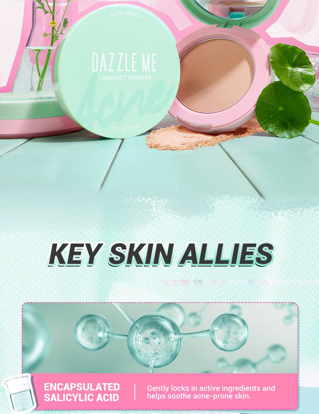 DAZZLE ME Acne Armor Flawless Flex Compact Powder | Oil Control Micro Fine Coverage | Shopee ...