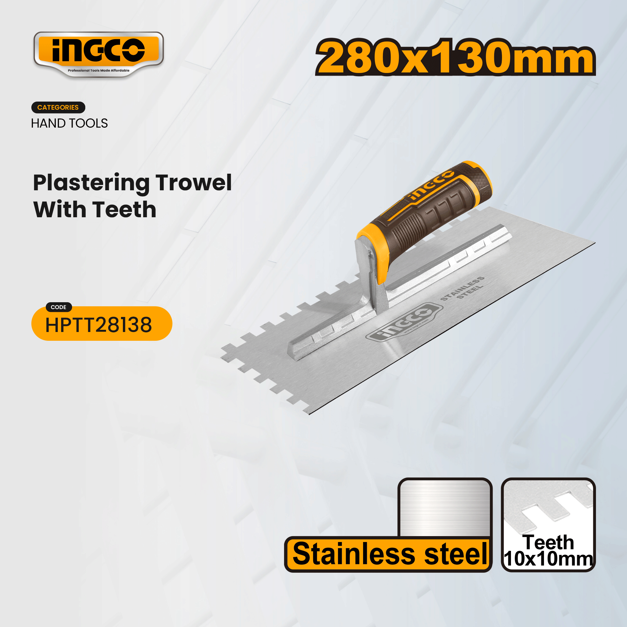Ingco Cement Plastering Trowel with Teeth IHT | Shopee Philippines