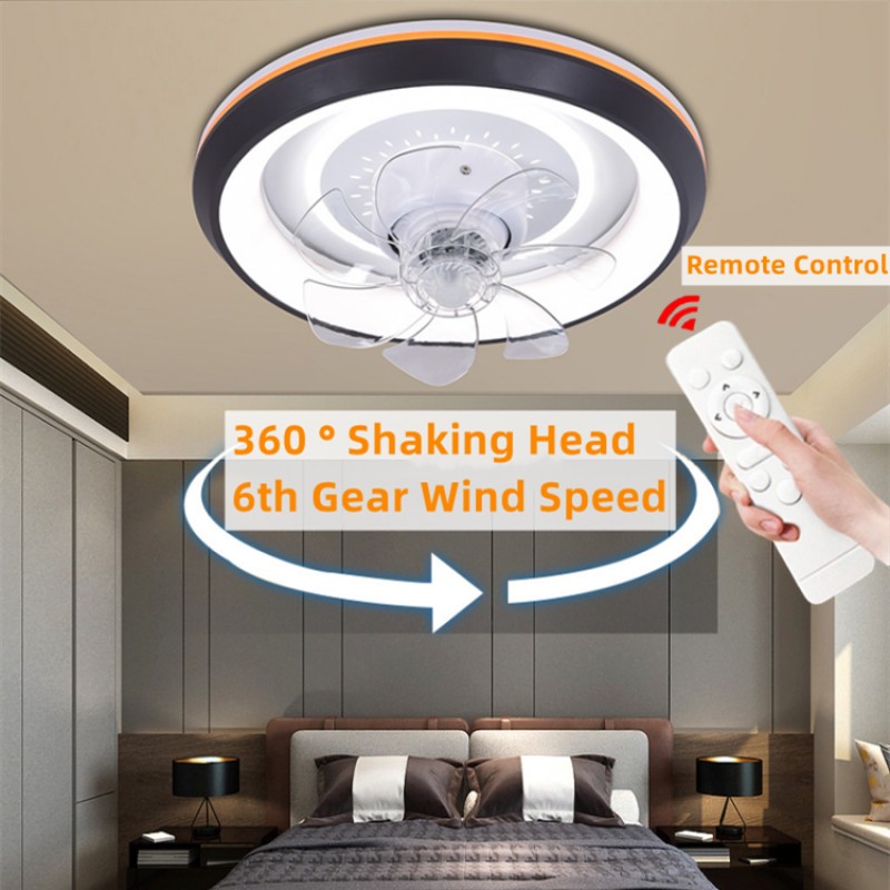 （Hot）LED 360 ° shaking head fan light, modern luxury fan with light ...