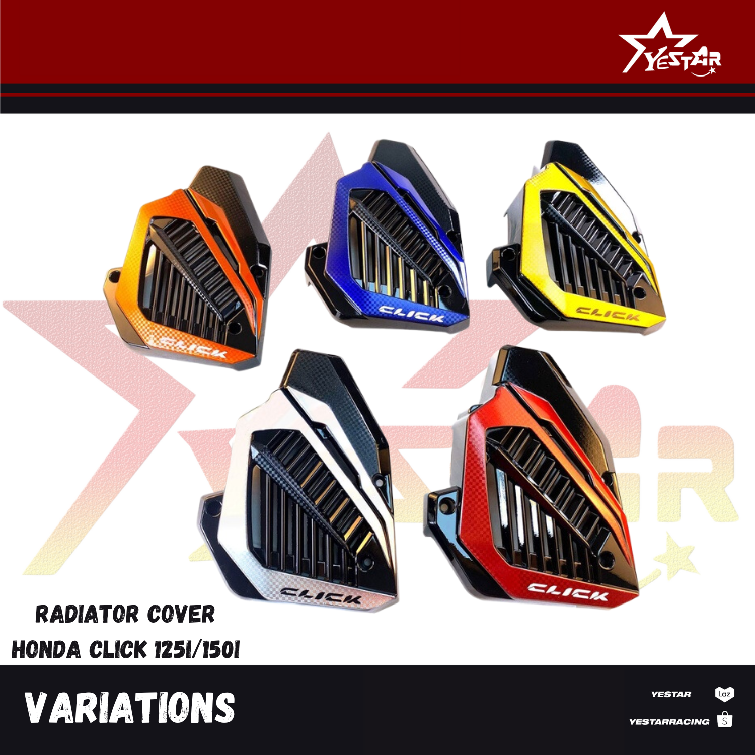 YESTAR 2 Tone Radiator Cover For Honda Click 125i/150i V1/V2 MOTORCYCLE ...