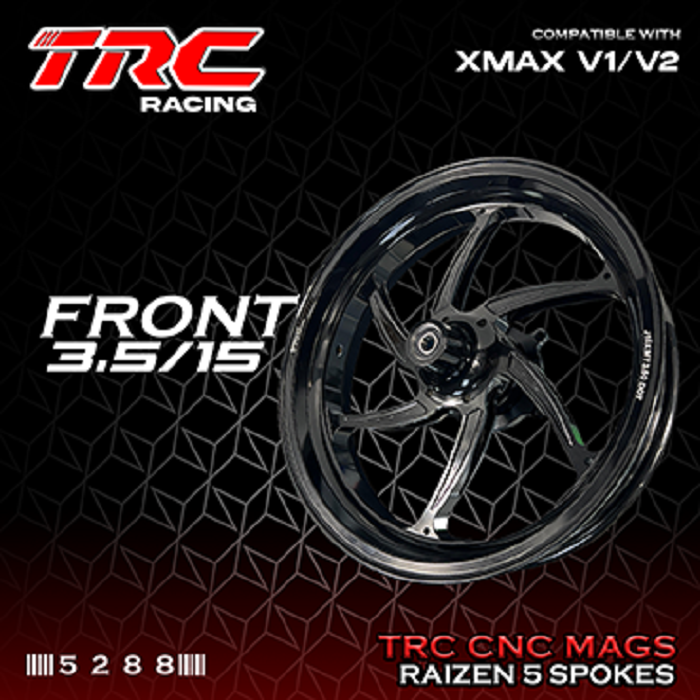 TRC CNC RAIZEN 5 SPOKES MAG WHEELS (3.5*15 F x 4.0*14 R) for XMAX 300 ...