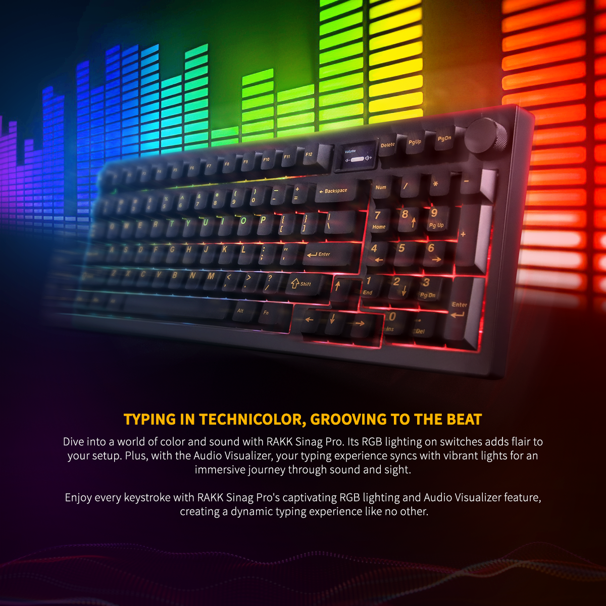 RAKK SINAG PRO Trimode Gasket Mount 1.4" TFT Screen 96 Keys Mechanical ...